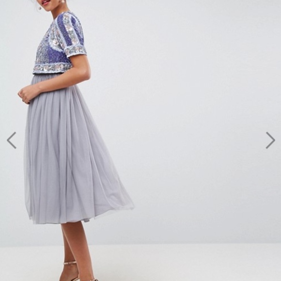 ASOS | Dresses | Asos Midi Floral Paneled Tulle Dress | Poshmark